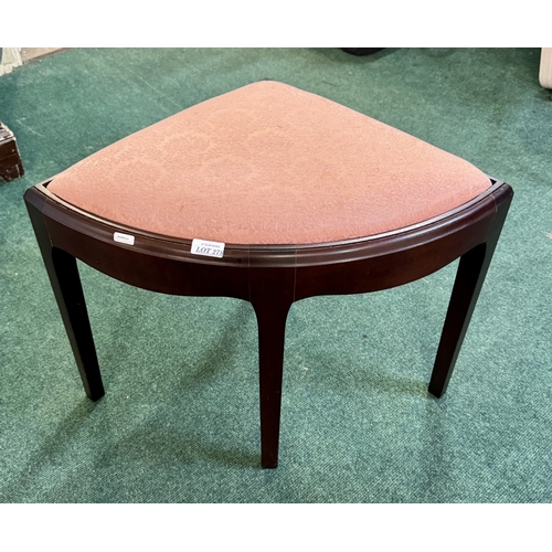 A STAG MINSTREL CORNER STOOL WITH PINK DRALON INSET SEAT