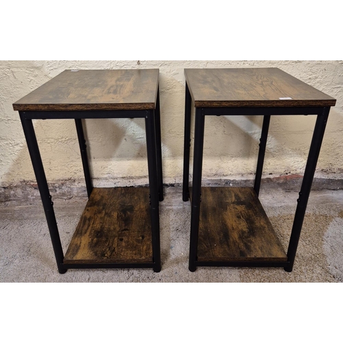PAIR OF MODERN VENEER AND METAL NIGHT STANDS WIHT UNDERSHELF 50CM H X ...