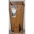 A TEAK MID-CENTURY HALL STAND - MIRRORED WITH COAT HOOKS, DRIP TRAY AND ...