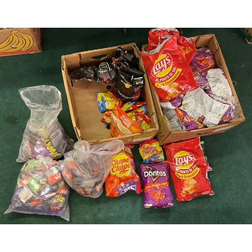 2 BOXES OF MIXED SWEETS AND CHISPS INCLUDING A LARGE QTY OF TROLLI ...