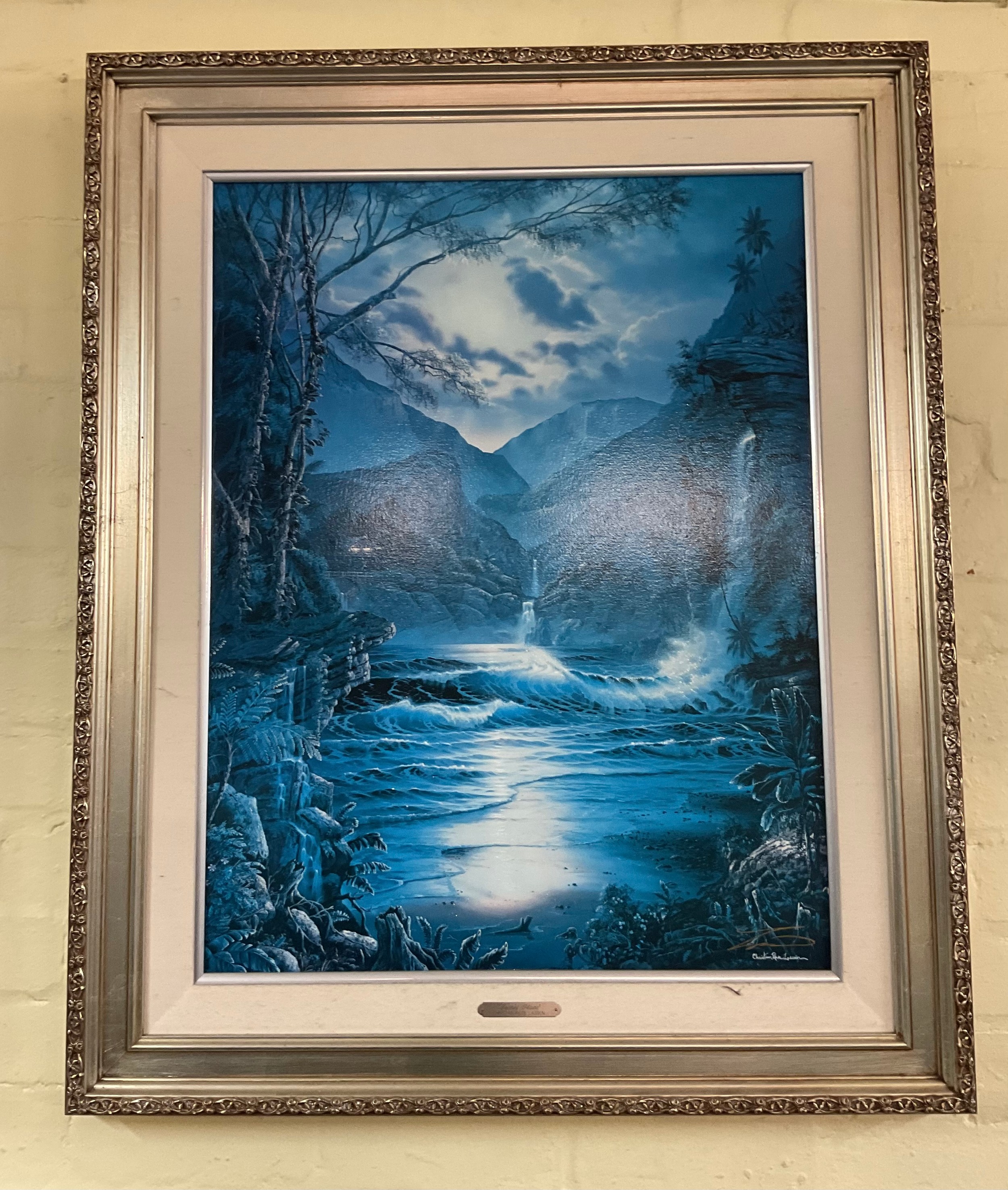 CHRISTIAN REISS LASSEN A HAND EMBELLISHED PRINT ON CANVAS SIGNED BOTTOM ...