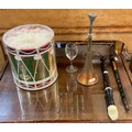 A PACKAGED COMMEMORATIVE DRUM TOGETHER WITH A HORNBY RECORDER, A CLARKE ...