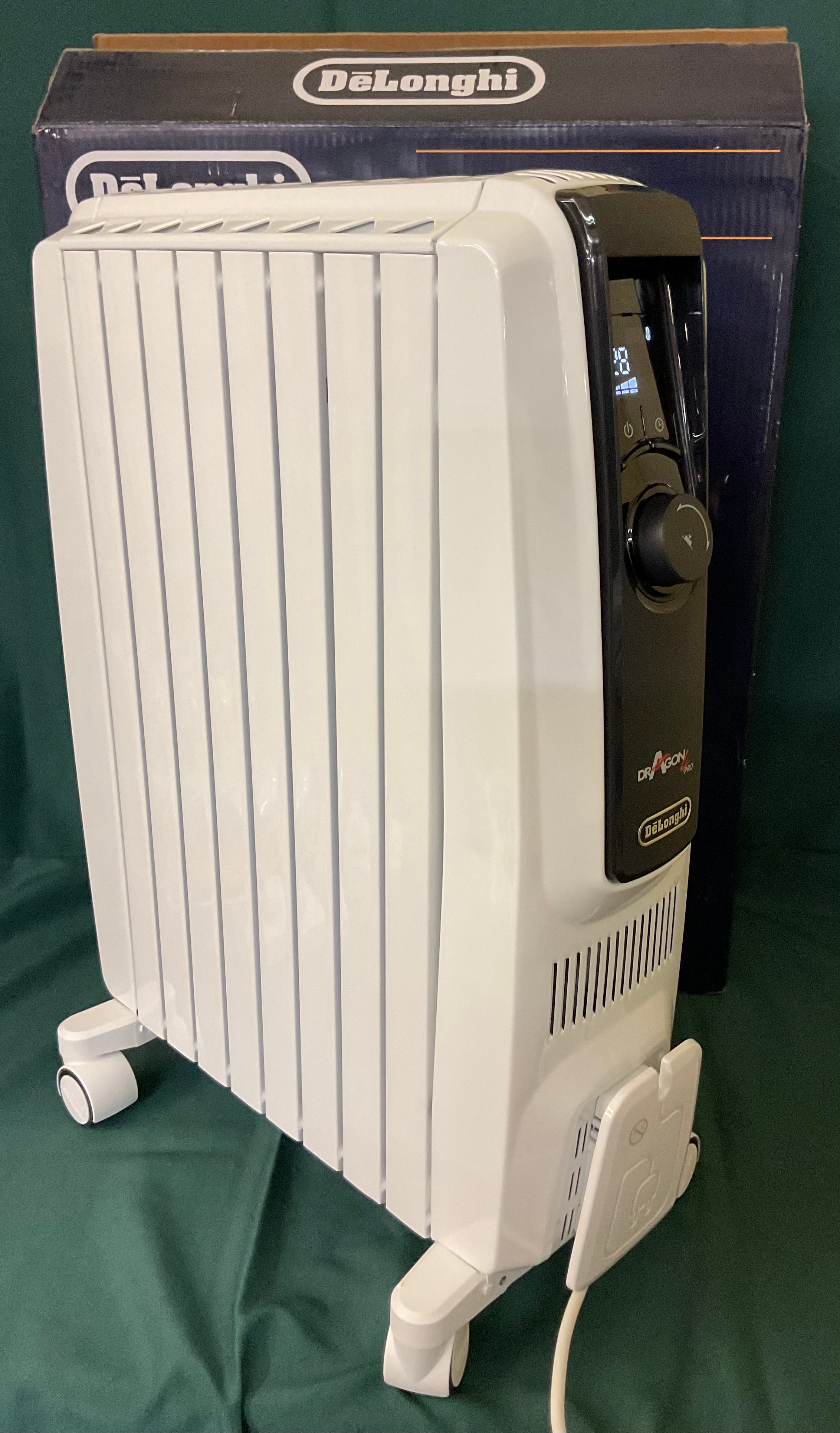 BOXED DELONGHI DRAGON 4 PRO 8FIN ELECTRIC OIL FILLED RADIATOR - WHITE