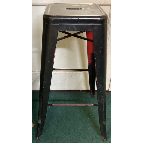 BLACK PAINTED METAL STOOL - APPROX 76.CM.H X 44.CM.D X 44.CM.W