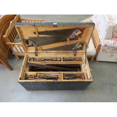 A carpenters tool box and contents