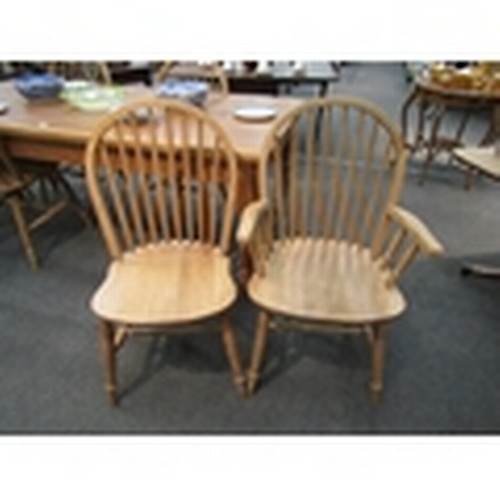 An Earsham Hall pine kitchen table, turned legs, 78cm high x 198cm long ...