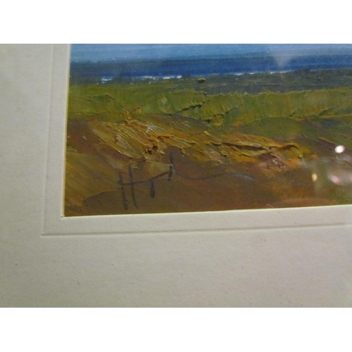 PETER HODSON (XX): An original oil painting of coastal landscape, 10cm ...