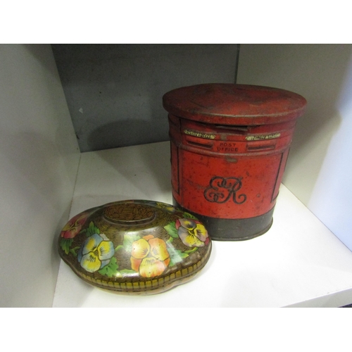 Vintage postbox tin and Rowntrees sweet tin (2)