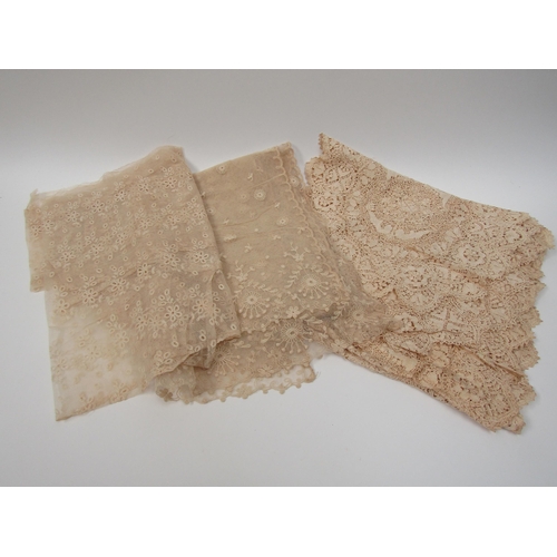 A selection of 19th Century lace panels and trims