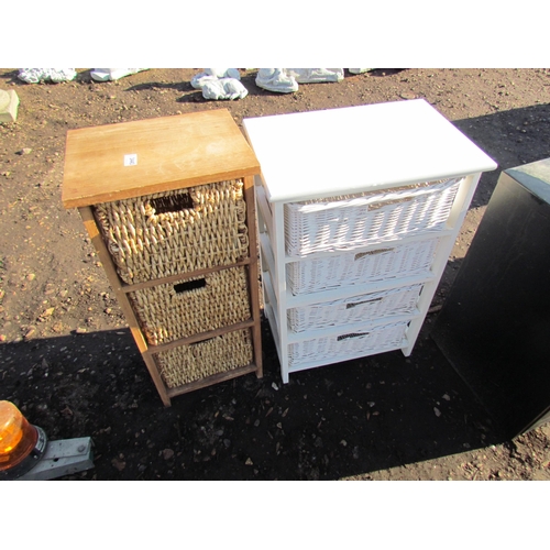Two wicker drawer units