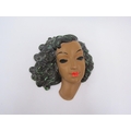 A Goldscheider Austrian ceramic wall mask of lady with black flowing ...