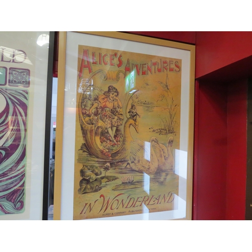 Three reproduction book cover posters including Alice in Wonderland ...