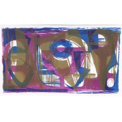 LESLEY KING (XX ): A framed and glazed untitled print of abstract forms ...