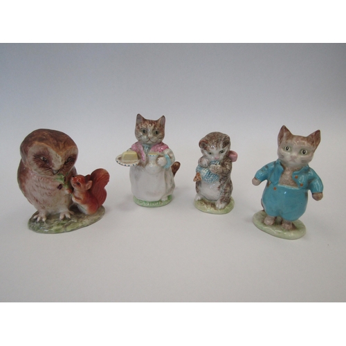 Four Beswick Beatrix Potter figures: "Old Mr Brown", "Miss Moppet ...