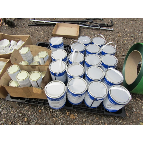 A pallet of unused tins of Sherwin Williams macropoxy epoxy marine ...