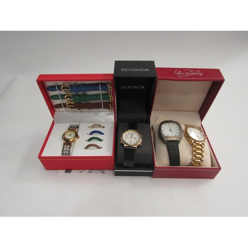 A Bugor five in one wristwatch set, Citizen quartz alarm chronograph ...