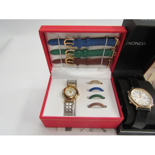 A Bugor five in one wristwatch set, Citizen quartz alarm chronograph ...