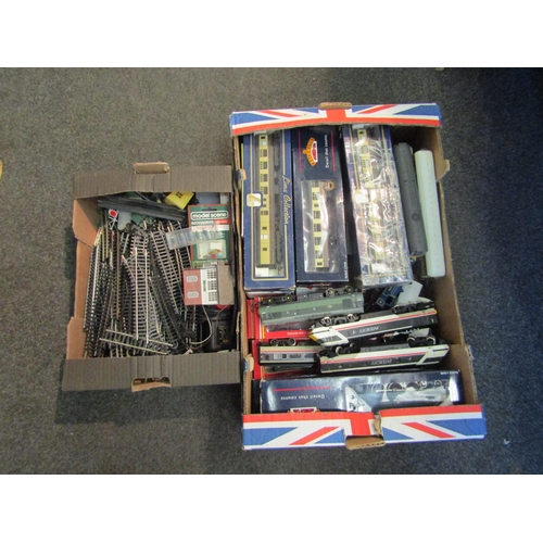 Two boxes of model railway including Hornby "00" gauge, Intercity locos ...