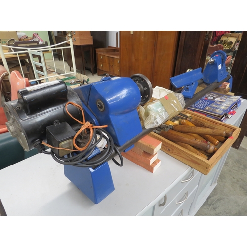 Record drillmaster wood lathe, record power chuck set, including ...