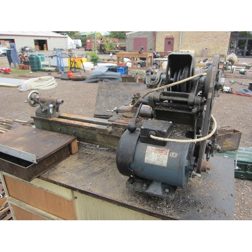 A Myford engineer's lathe with a leisure cabinet with contents. DTI ...