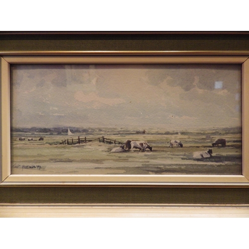 JASON PARTNER: "Cattle on Marches, Acle, Norfolk". Original watercolour ...