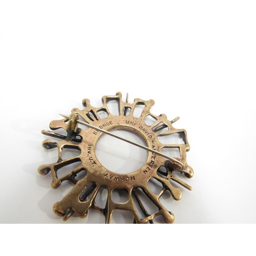 A David Andersen of Norway, modernist brooch in bronze of abstract form ...