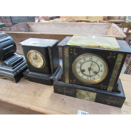 Four slate and faux marble clocks