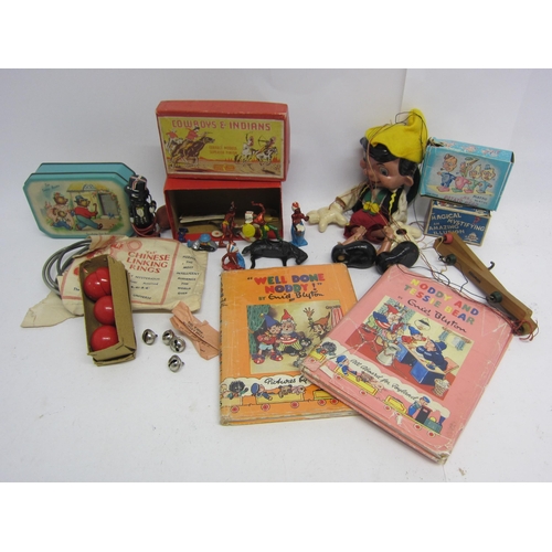 Assorted vintage toys and games including Pinnochio Pelham Puppet ...