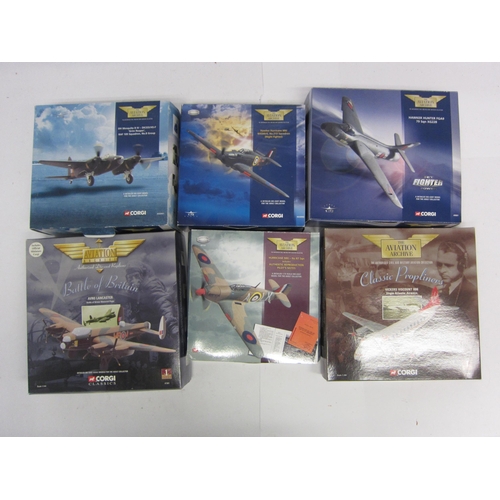Six boxed Corgi Aviation Archive diecast model planes to include Nos ...