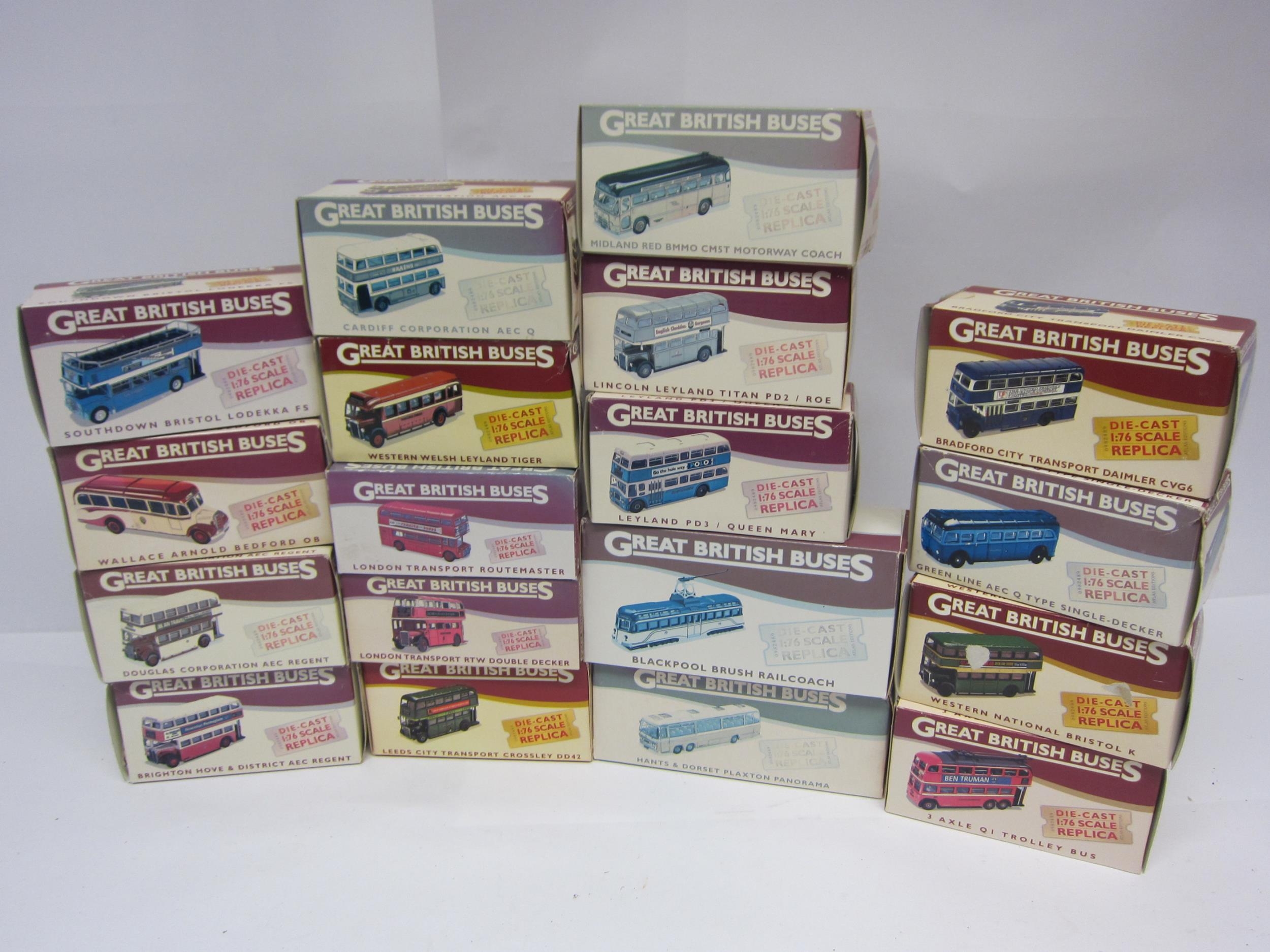 A collection of Atlas Editions Great British Buses 1:76 scale diecast ...