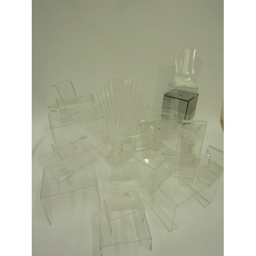 Two boxes containing Perspex and fabric covered jewellery display stands