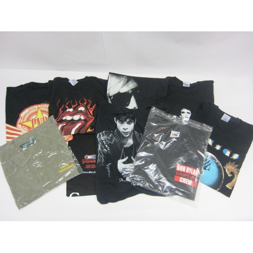 Nine assorted band crew and tour t-shirts to include Bob Dylan 2004 ...
