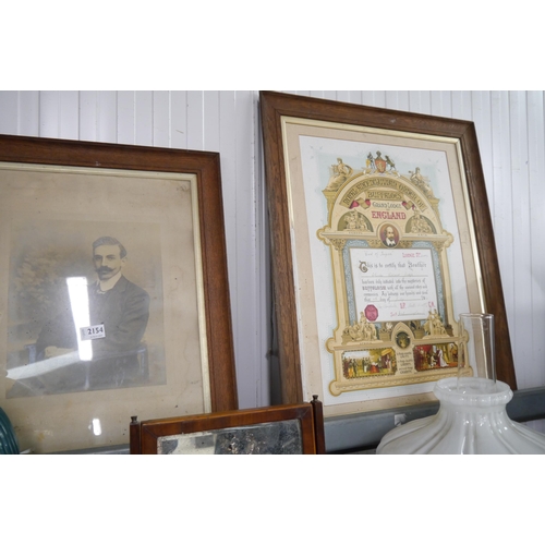 An oak framed certificate of the Royal Ancediluvian order of Buffaloes ...