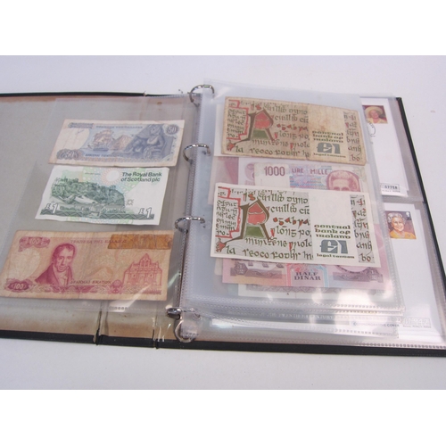 A coin and bank note collection consisting of two albums of coins ...