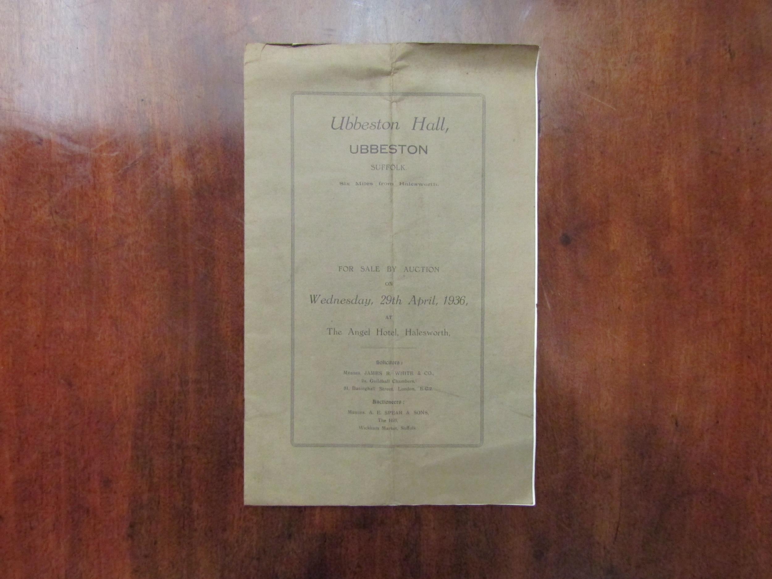(Suffolk) Sale particulars for Ubbeston Hall, Ubberston, Suffolk, near ...