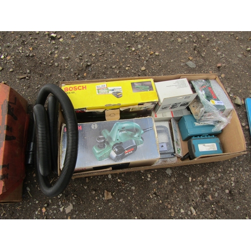 A box containing a Bosch PBS belt sander, Bosch mouse sander, Bosch ...