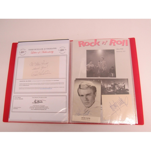 Rock N Roll autographs- A folder containing twelve hand signed items ...
