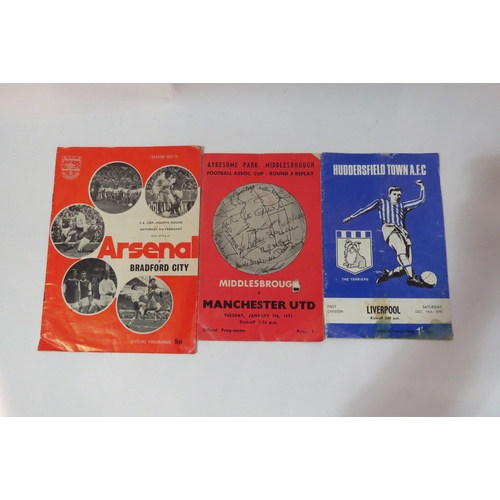 Three 1970's football programmes, Arsenal, Middlesborough and Liverpool ...