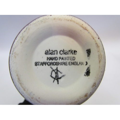 Two pieces of Alan Clarke pottery, red/orange glaze with splashes of ...