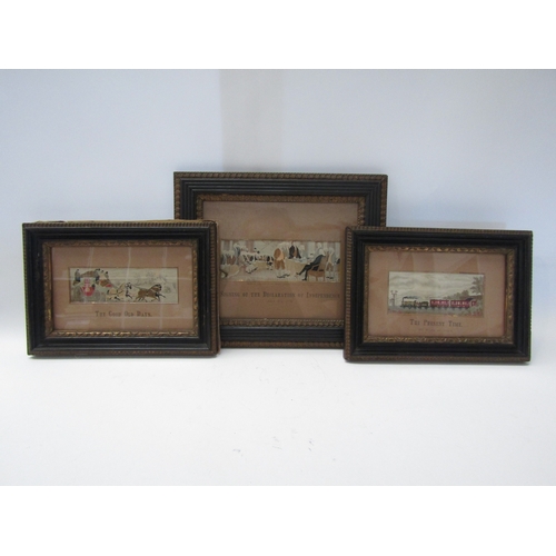 Three Stevengraph pictures "The Present Time", "The Good Old Days ...