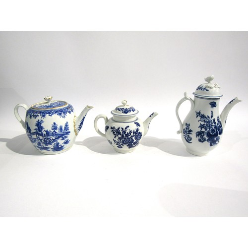 A late 18th Worcester teapot with butterfly and floral decoration (hole ...