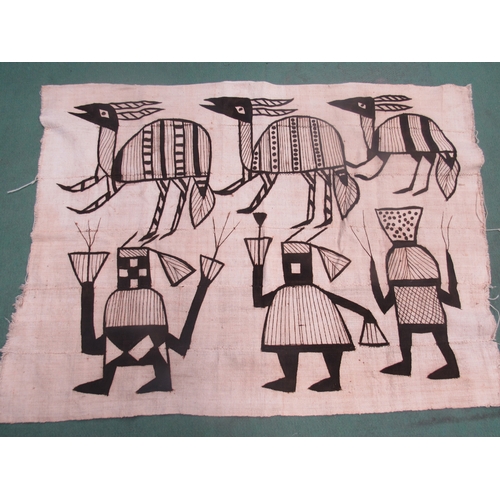 A 19th Century bamboo cloth a/f, a West African painted cloth depicting ...