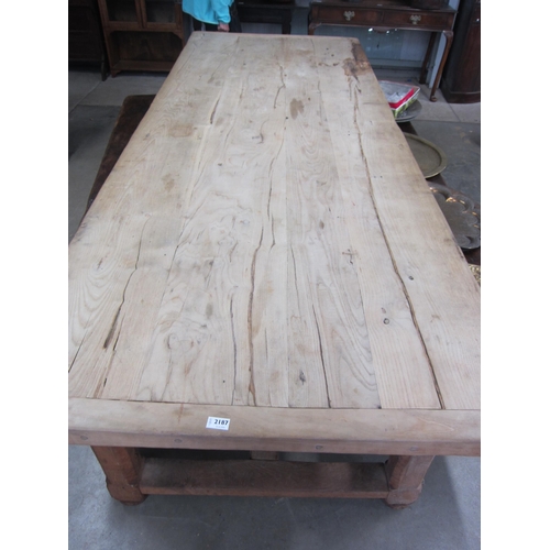 A substantial oak refectory table on chamfered legs, 267 x 102cm