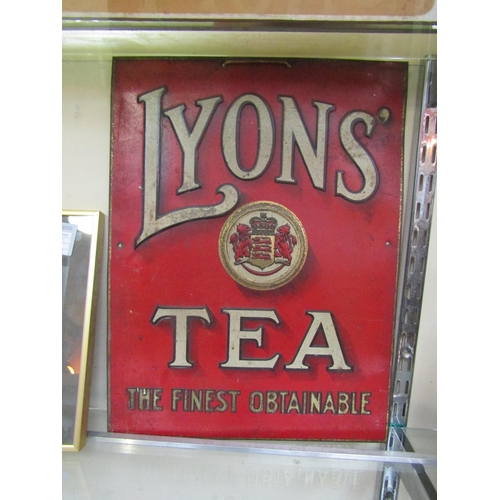 A tin and cardboard Lyons Tea hanging sign, 33 x 44cm