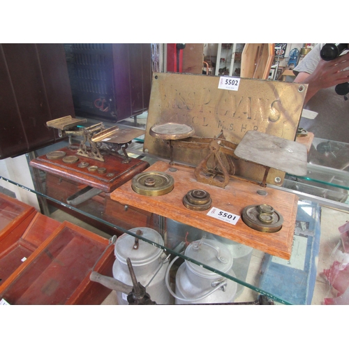 Two Victorian postal scales and weights