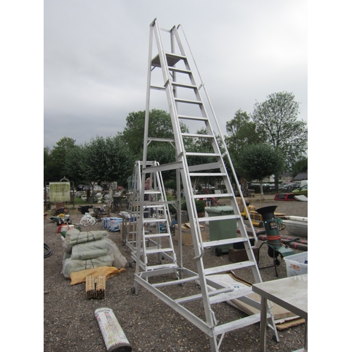A set of 14-tread aluminium platform steps
