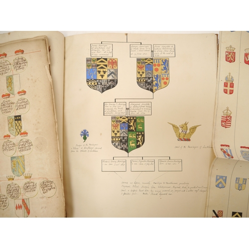 Two suitcases containing a good quantity of Montagu family heraldic ...
