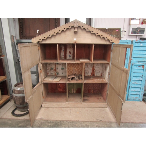 A 19th Century hand painted doll house 176t x 160w x 50cm deep