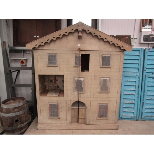 A 19th Century hand painted doll house 176t x 160w x 50cm deep