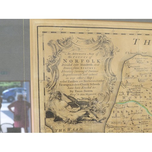 EMAN BOWEN 1749: Accurate map of the County of Norfolk divided into ...